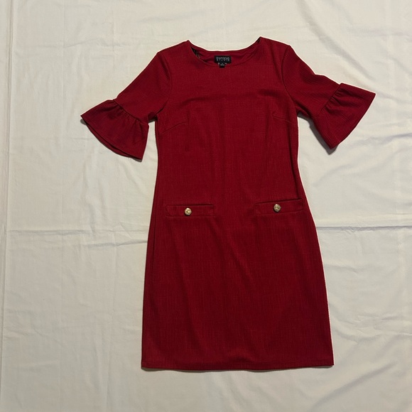 Enfocus Studio | Dresses | Enfocus Studio Red Sheath Dress Bell Sleeves ...
